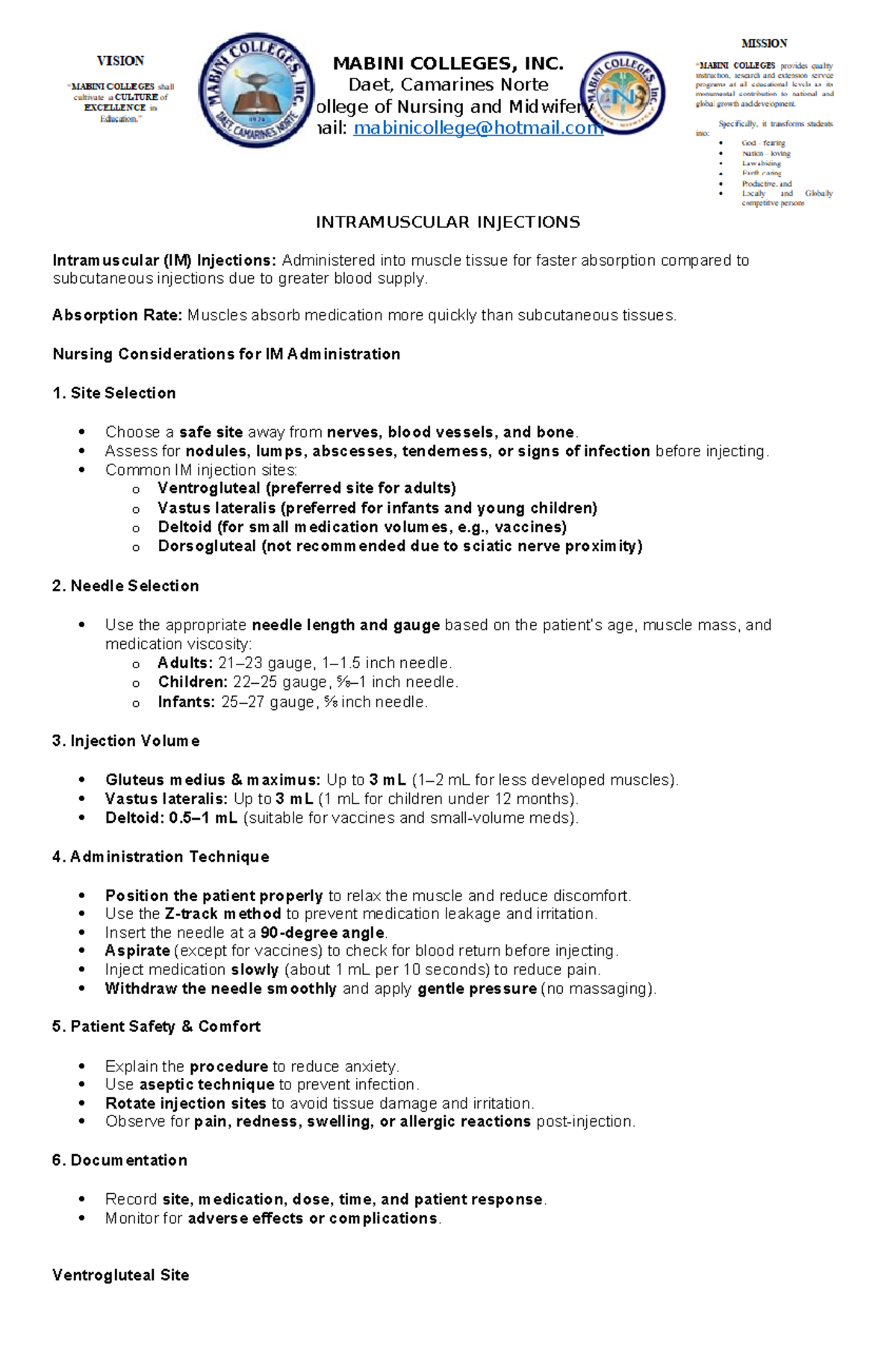 Administering An Intramuscular Injection - MABINI COLLEGES, INC. Daet ...