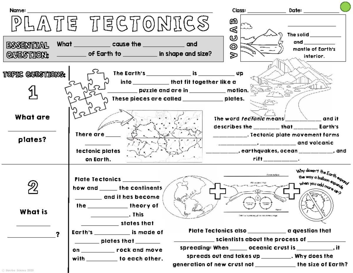 Plate Tectonic Notes - Homework (Sunrise Science 2020) - Studocu