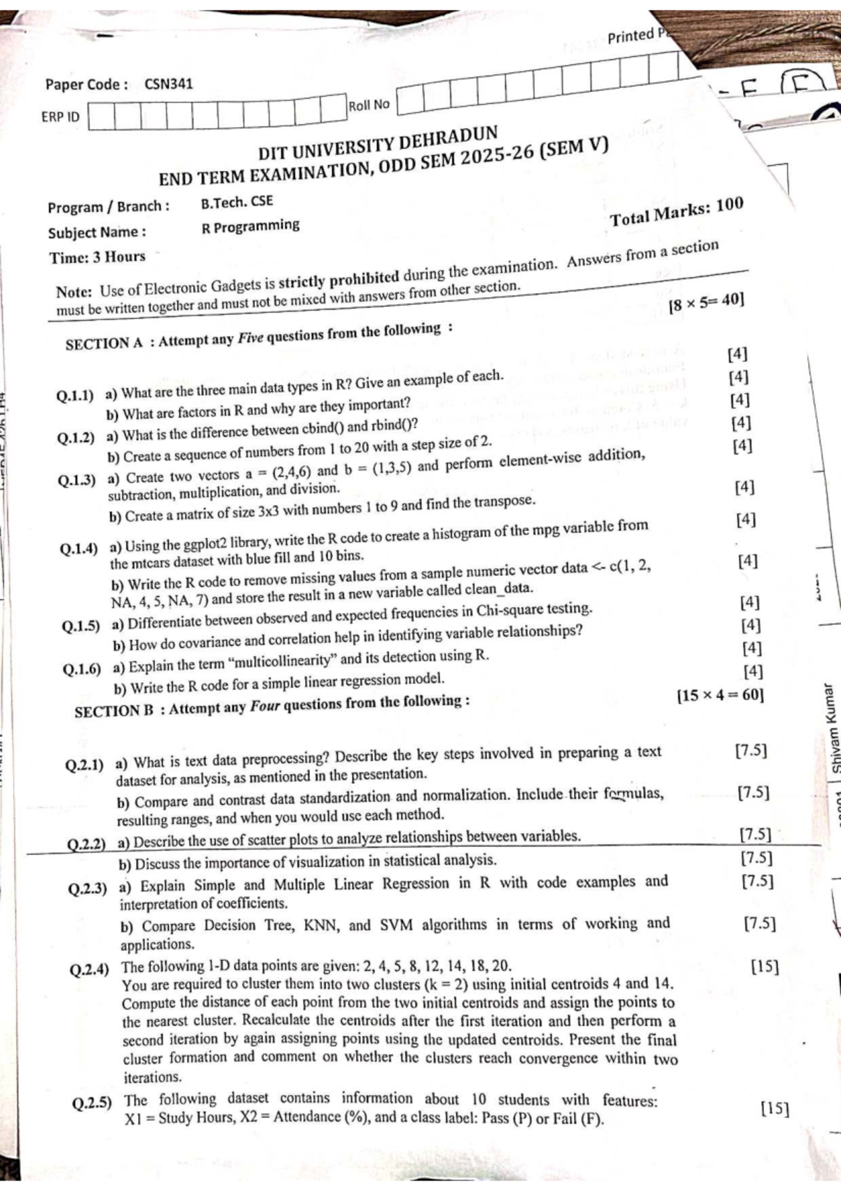 CSN341 R Programming End Term Exam Notes - B.Tech CSE - Studocu