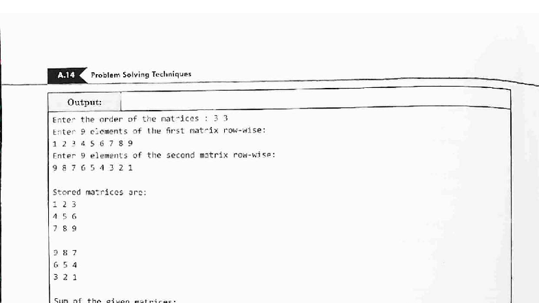 A.14 Problem Solving Techniques: Matrix Operations & String Analysis ...