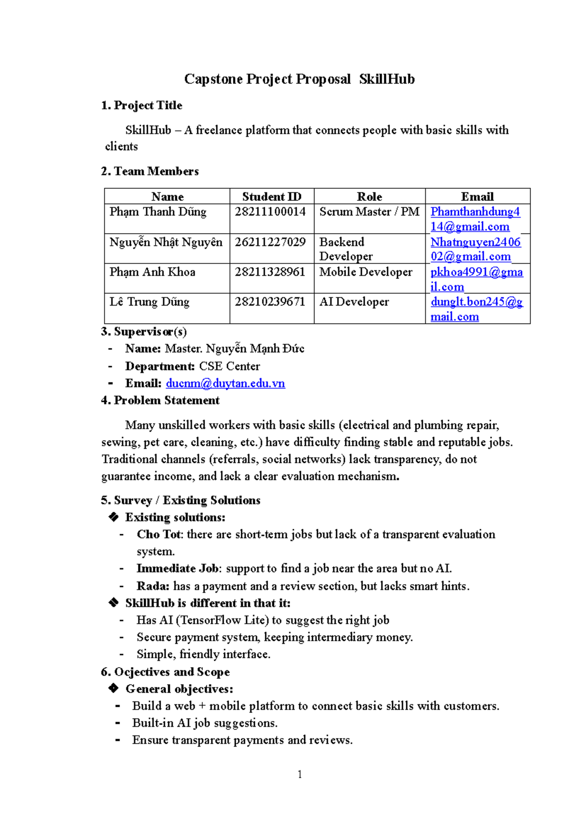 Capstone Project Proposal: SkillHub Freelance Platform - Studocu