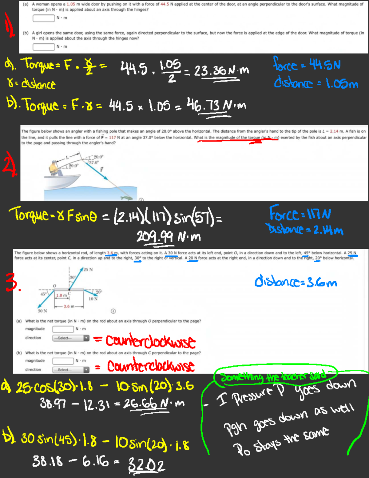 Physics Problem Solving Examples: Torque and Angular Motion (PHYS 101) - Studocu