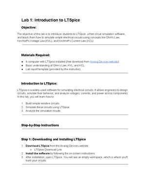 Lab Manual 3: Full-Wave Rectifier Circuit Simulation in LTSpice - Studocu