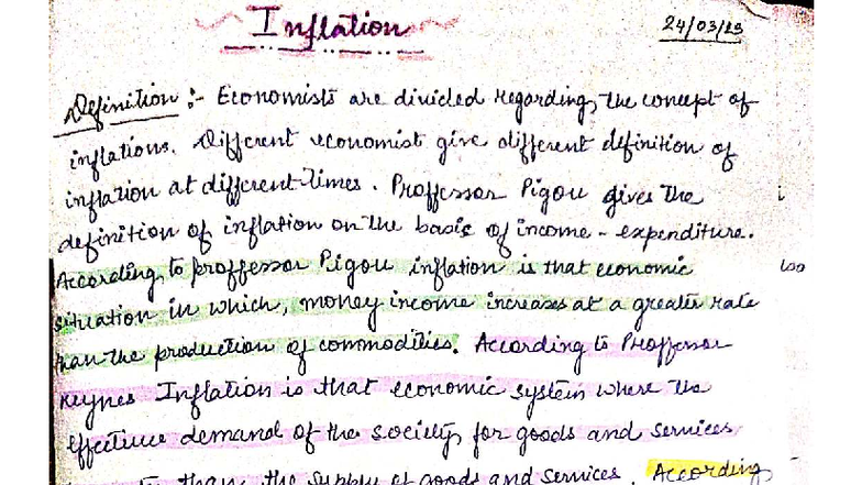 Inflation Concepts and Classifications: An Overview for ECON 101 - Studocu
