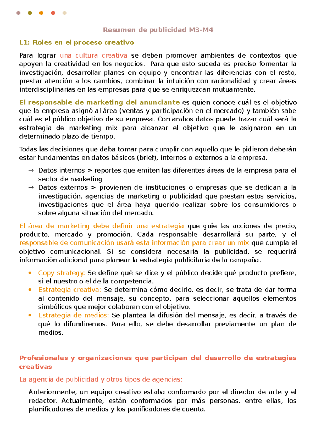 Resumen de publicidad M3-M4 - Resumen de publicidad M3-M L1: Roles en ...