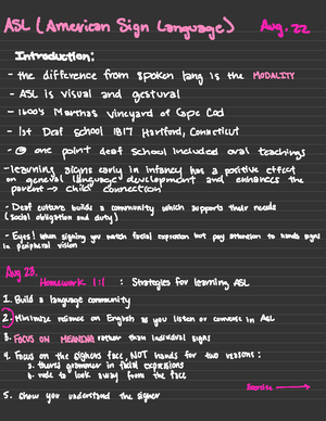 ASL sections 5 + 6 - ASL unit 5- 6 Homework 5. I - Conversation land 2 ...
