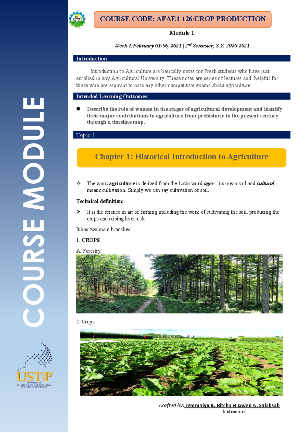 Module 1 - Chapter 1: Introduction to Agriculture Essential Notes - Studocu