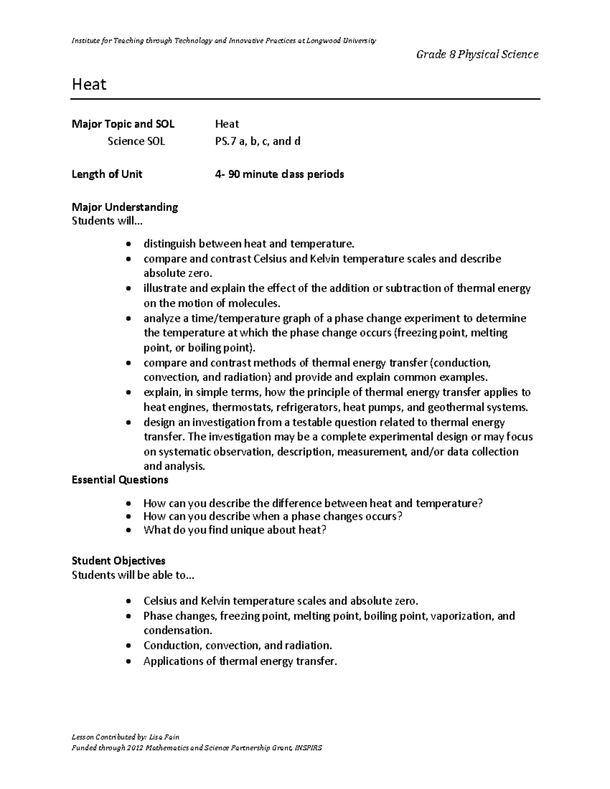 SCI8Heat - Grade 8 Lesson Plan on Heat Transfer & Temperature Concepts ...