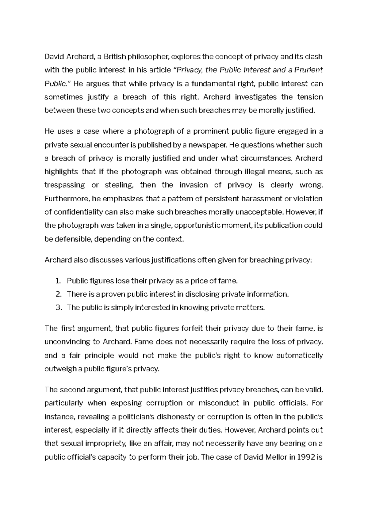 David Archard - Media Ethics - David Archard, a British philosopher ...