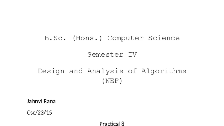 DAA Practical 8sem4 - u876y86 - B.Sc(H)Computer Science - B. (Hons ...