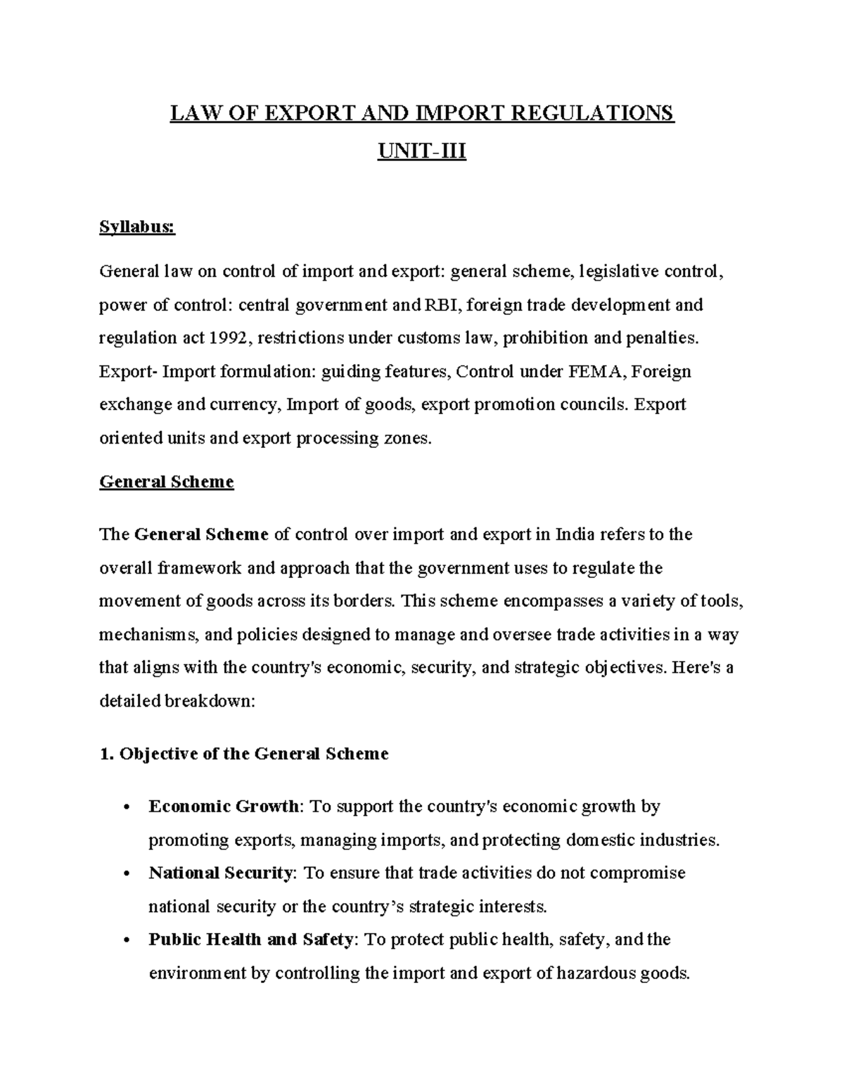 UNIT 3 EXIM - Comprehensive Guide on Import and Export Laws - Studocu