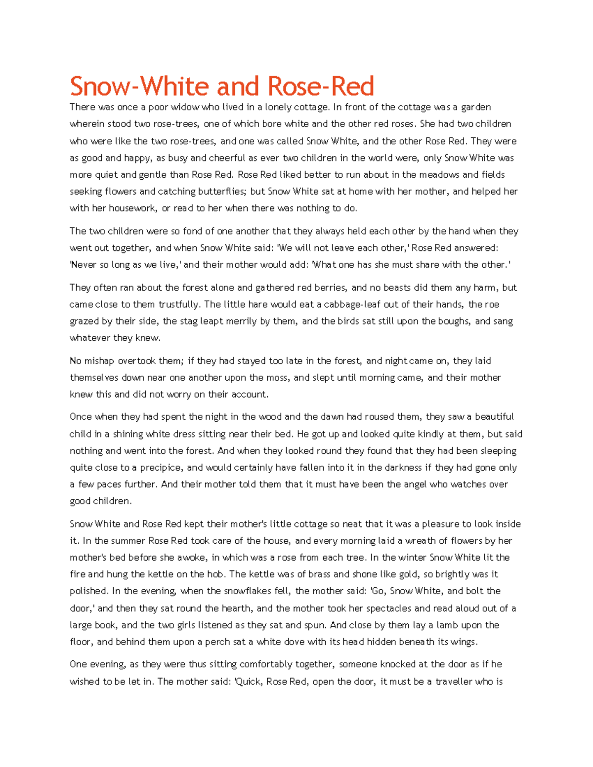 Word5-5 - Cố gắng: Snow White and Rose Red Fairy Tale Analysis - Studocu