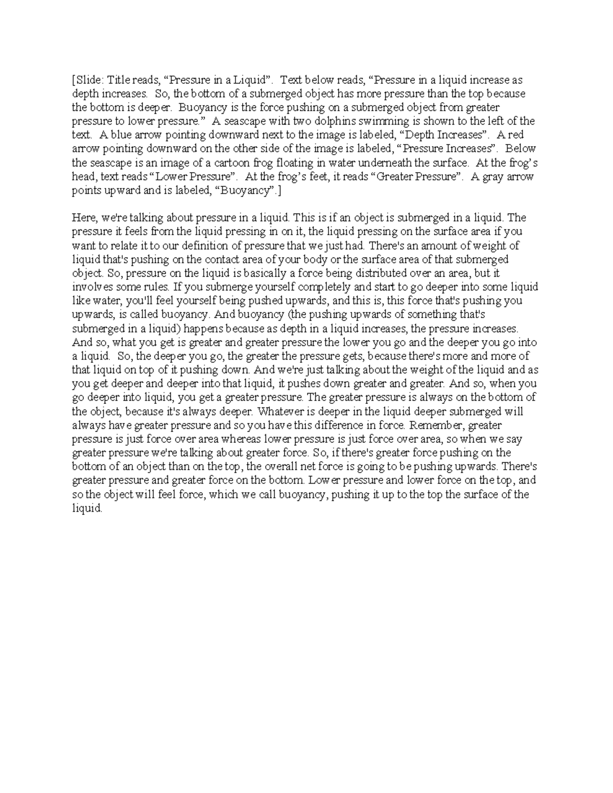 02 Buoyancy and Pressure in Liquids: A Descriptive Overview - Studocu