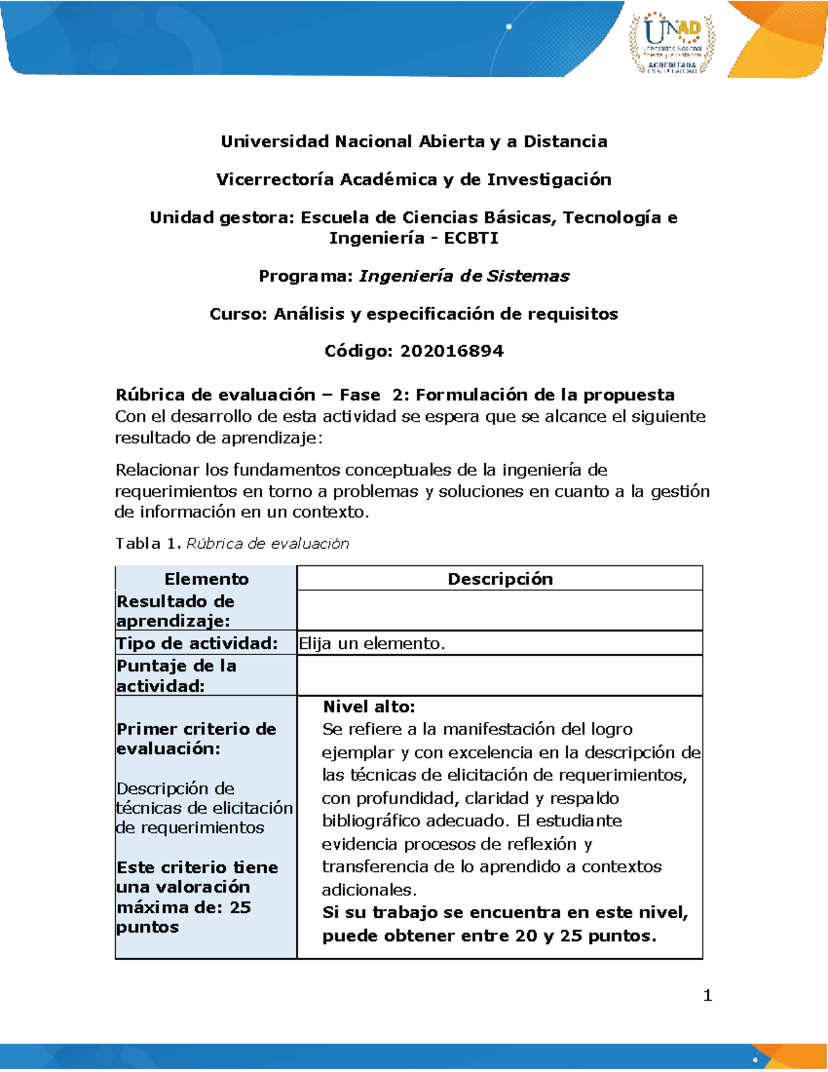 Rúbrica De Evaluación Fase 2 Formulación De La Propuesta 202016894