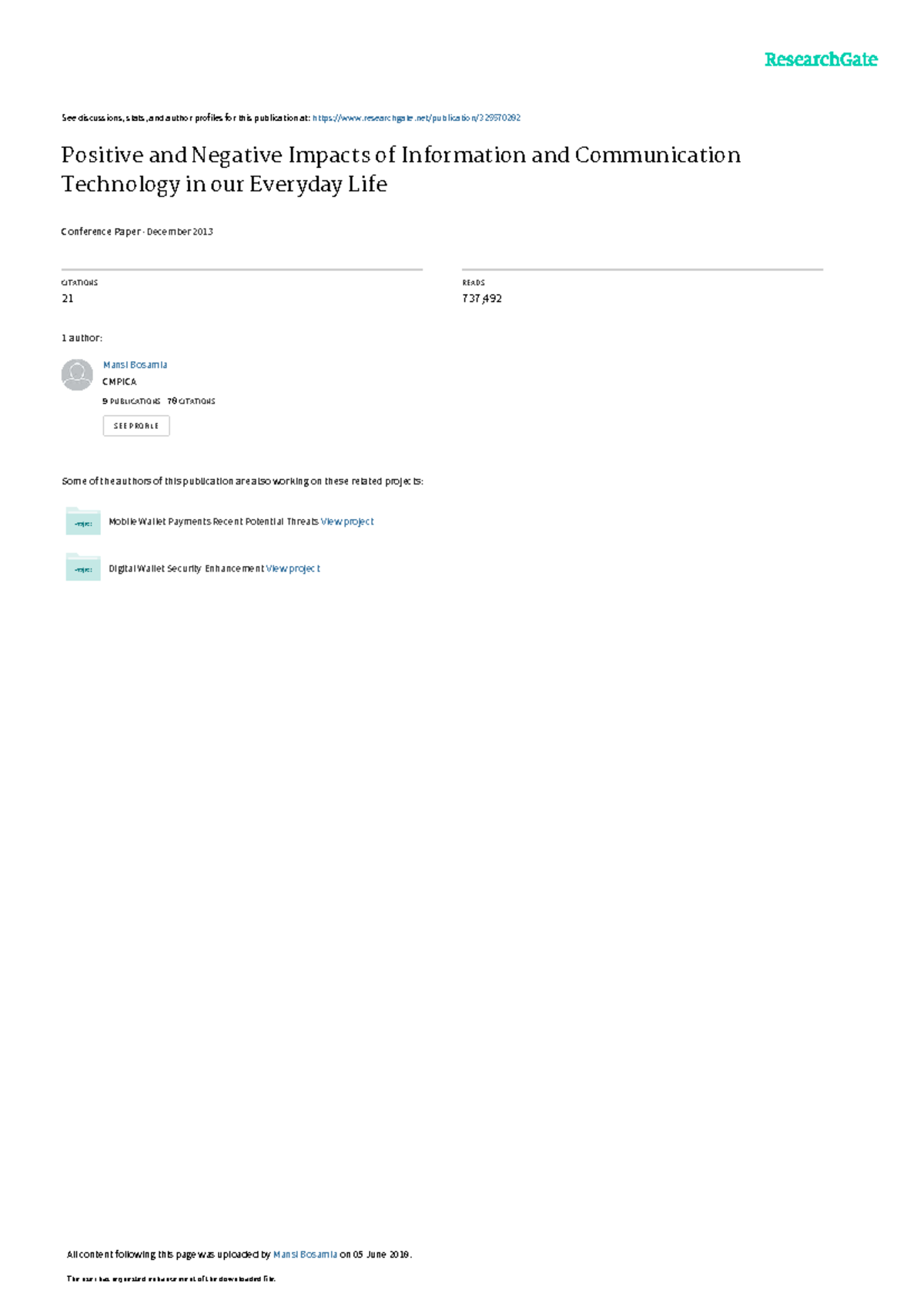 Positive and Negative Impacts of ICT in Everyday Life - CMPICA - Studocu
