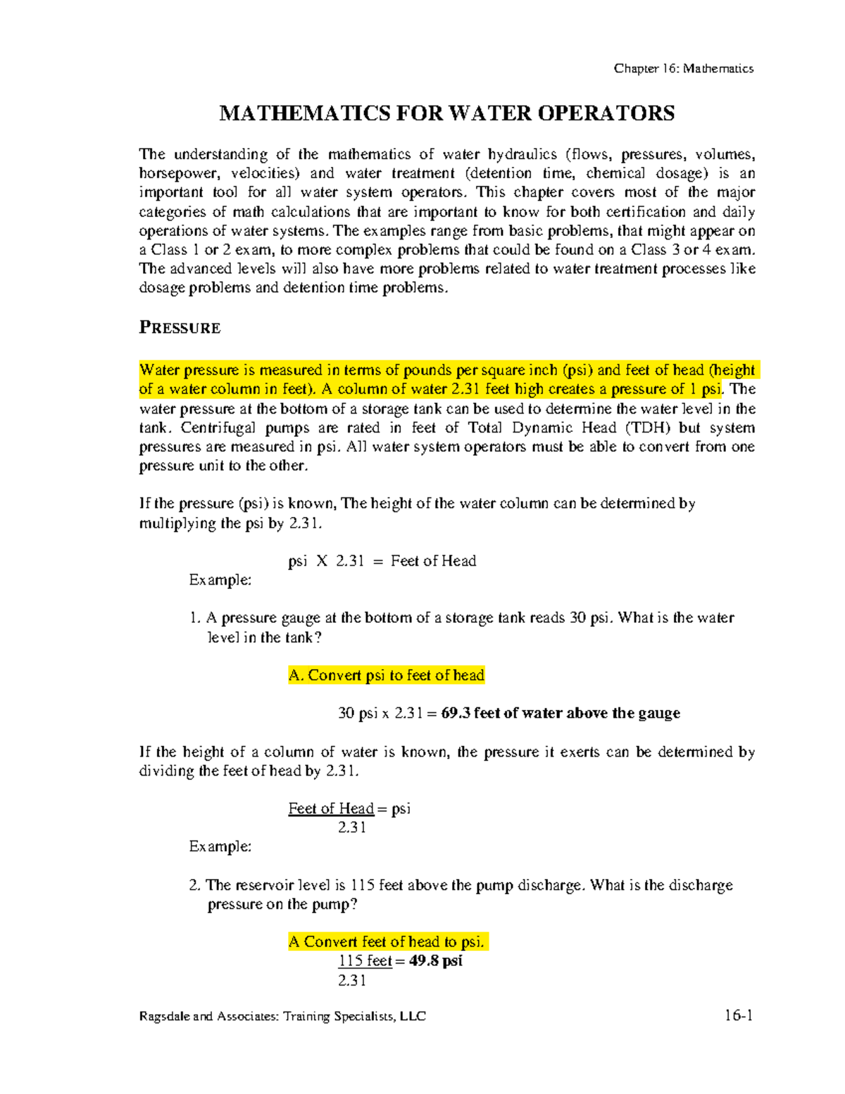 Math - Plumbing - for review and practice - MATHEMATICS FOR WATER ...