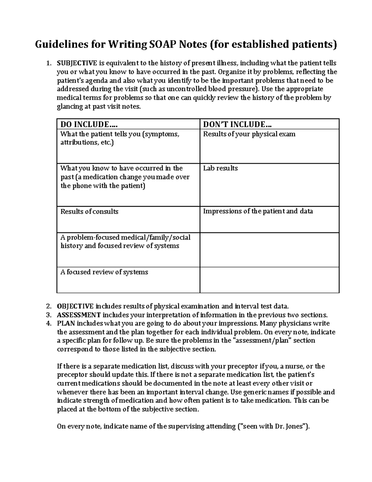 SOAP Notes Writing Guidelines for Established Patients - Studocu