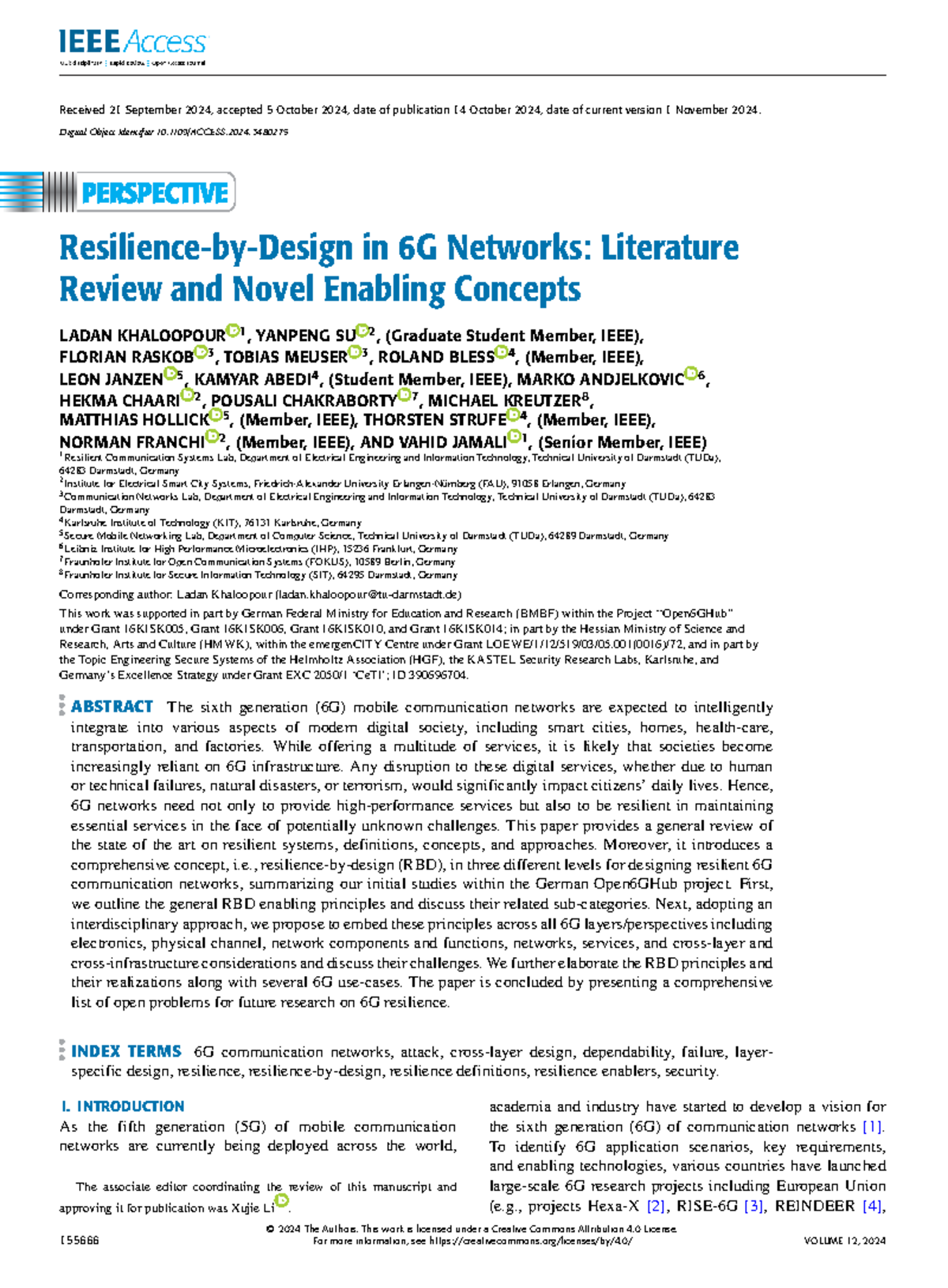 Resilience-by-Design in 6G Networks: Literature Review and Concepts ...