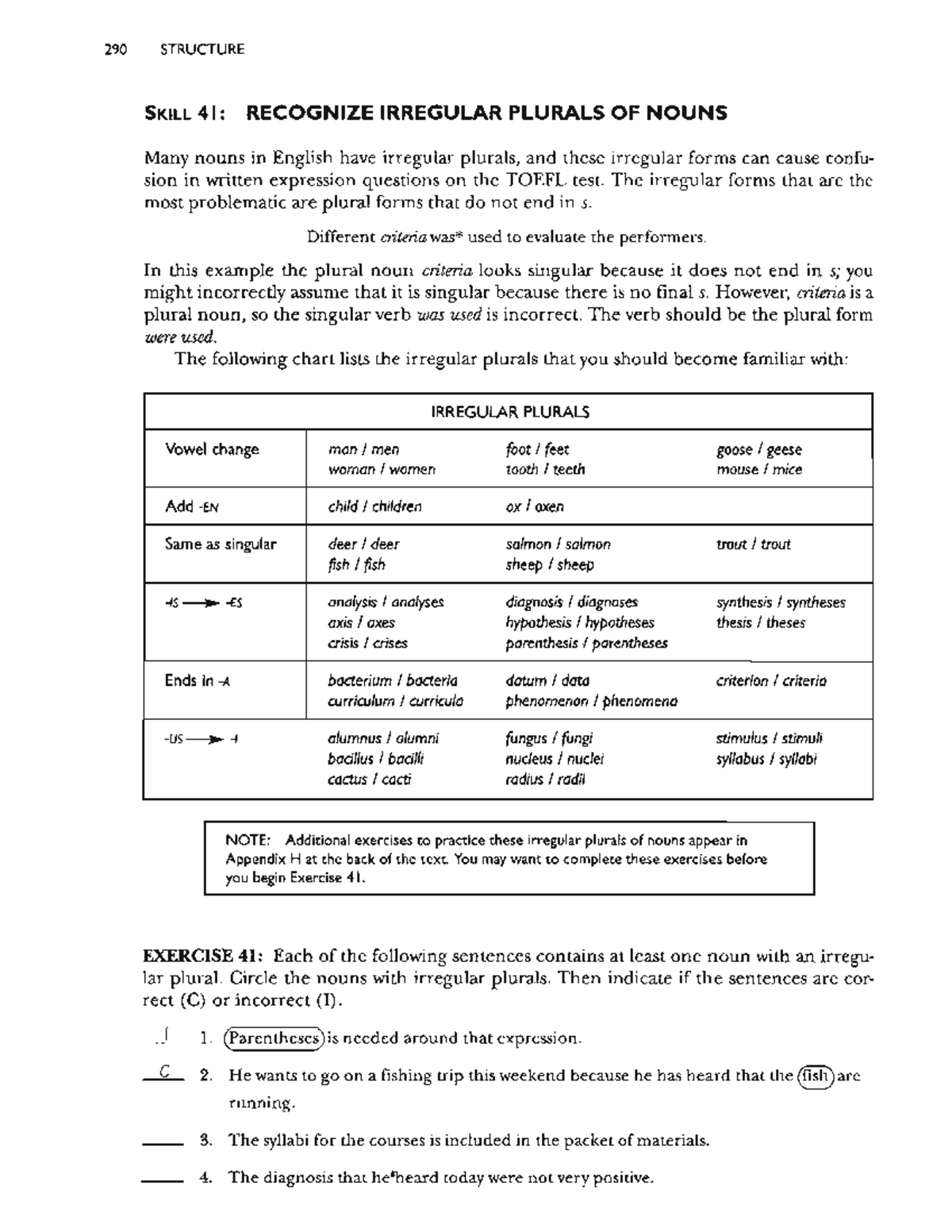 290 TOEFL STRUCTURE SKILL 41: Mastering Irregular Plurals of Nouns ...