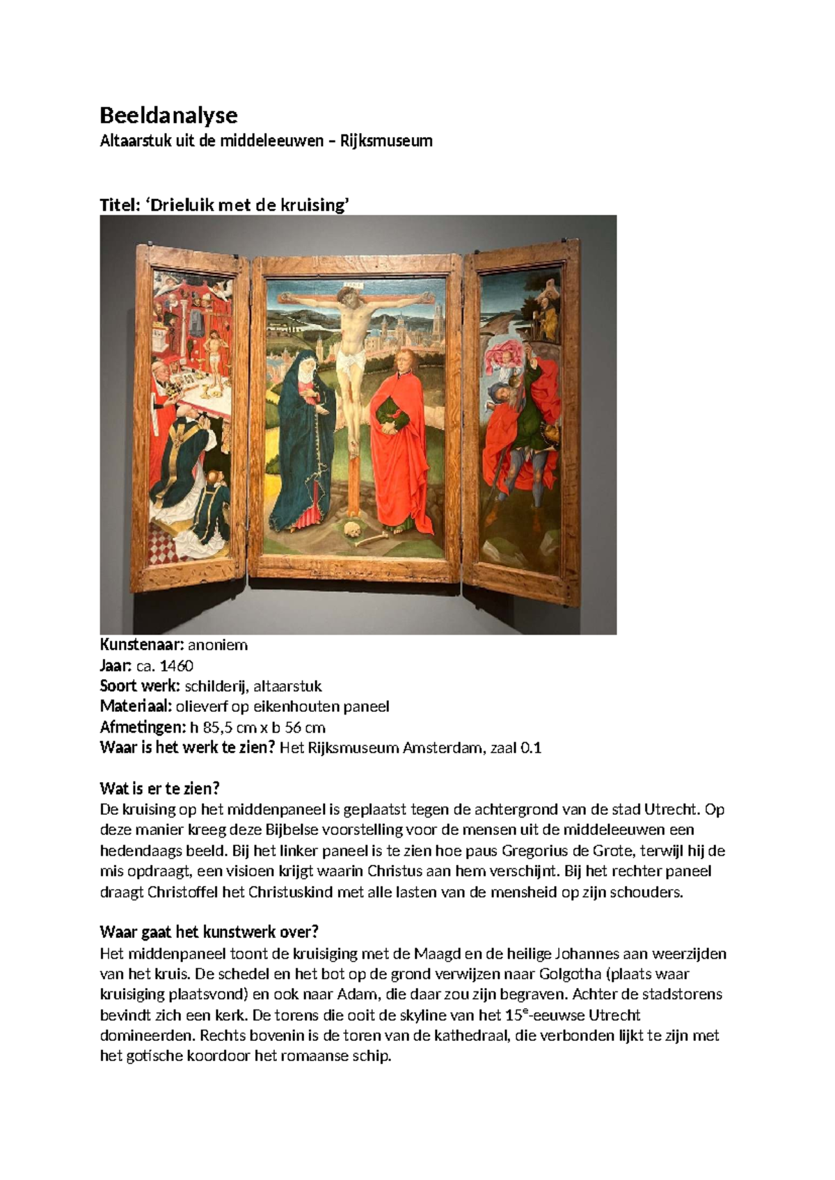 Beeldanalyse van het Altaarstuk uit de Middeleeuwen (ME) - Studeersnel