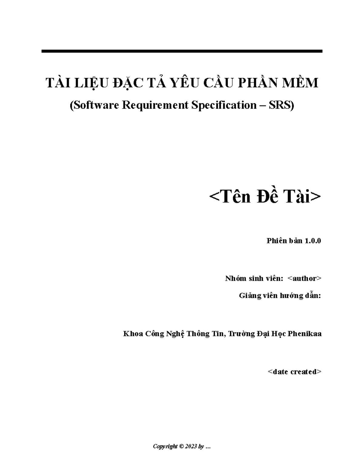 SRS IT4490: Mẫu Tài Liệu Đặc Tả Yêu Cầu Phần Mềm - Studocu