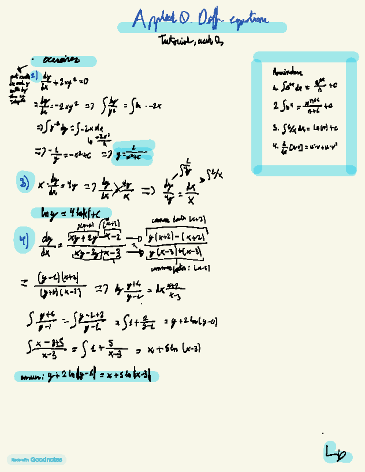 Applied Ordinary Differential Equations - Lecture Notes - Studocu