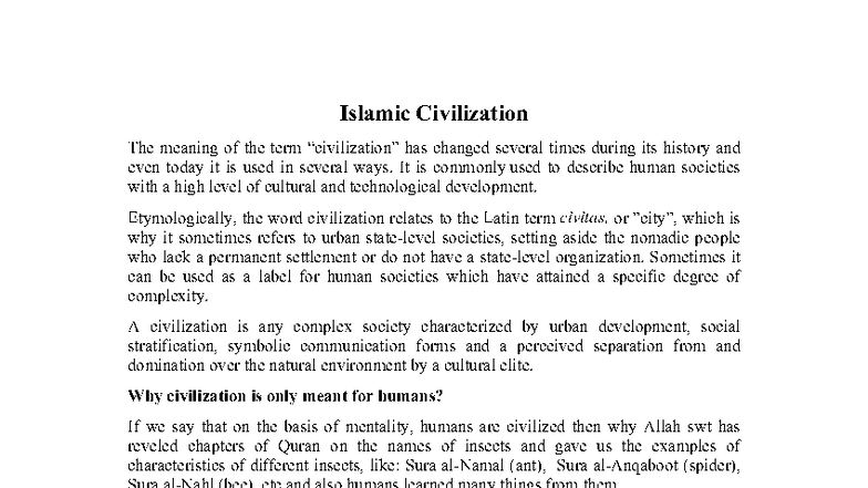 Islamic Civilization: Understanding Its Foundations and Impact - Studocu