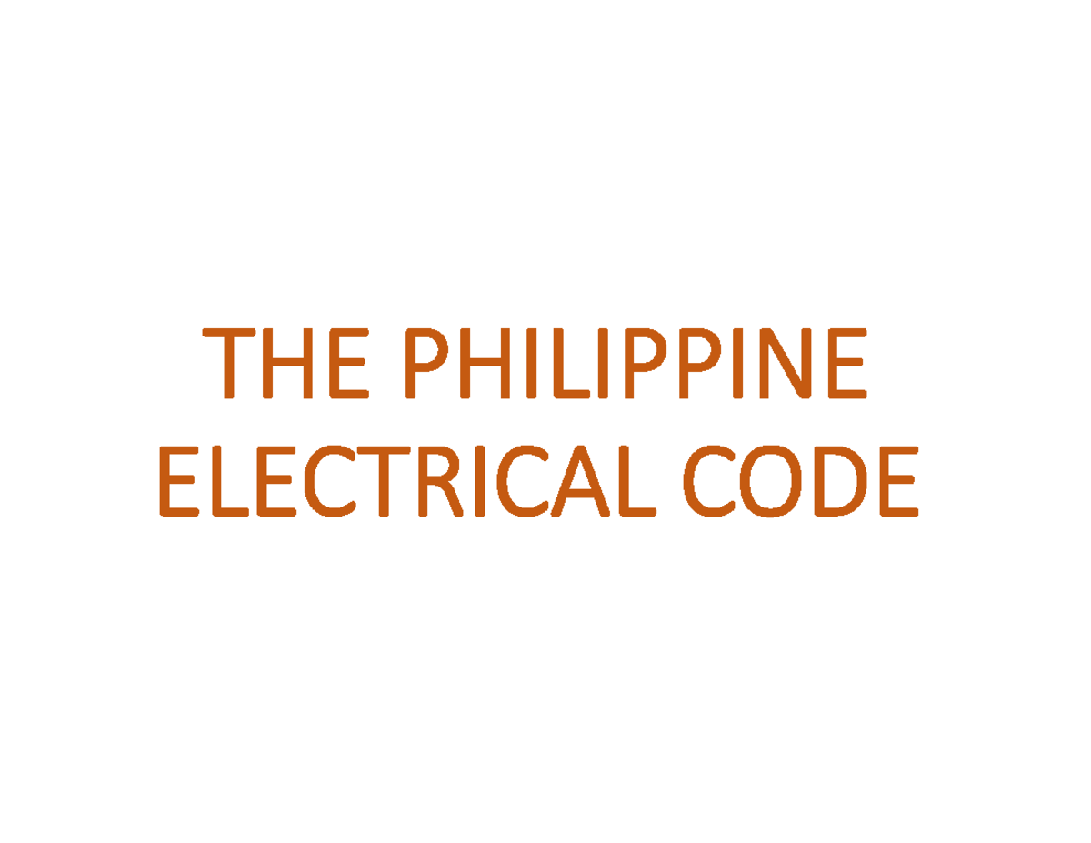 Lesson 1 - Philippine Electrical Code (PEC) - The Philippine Electrical ...