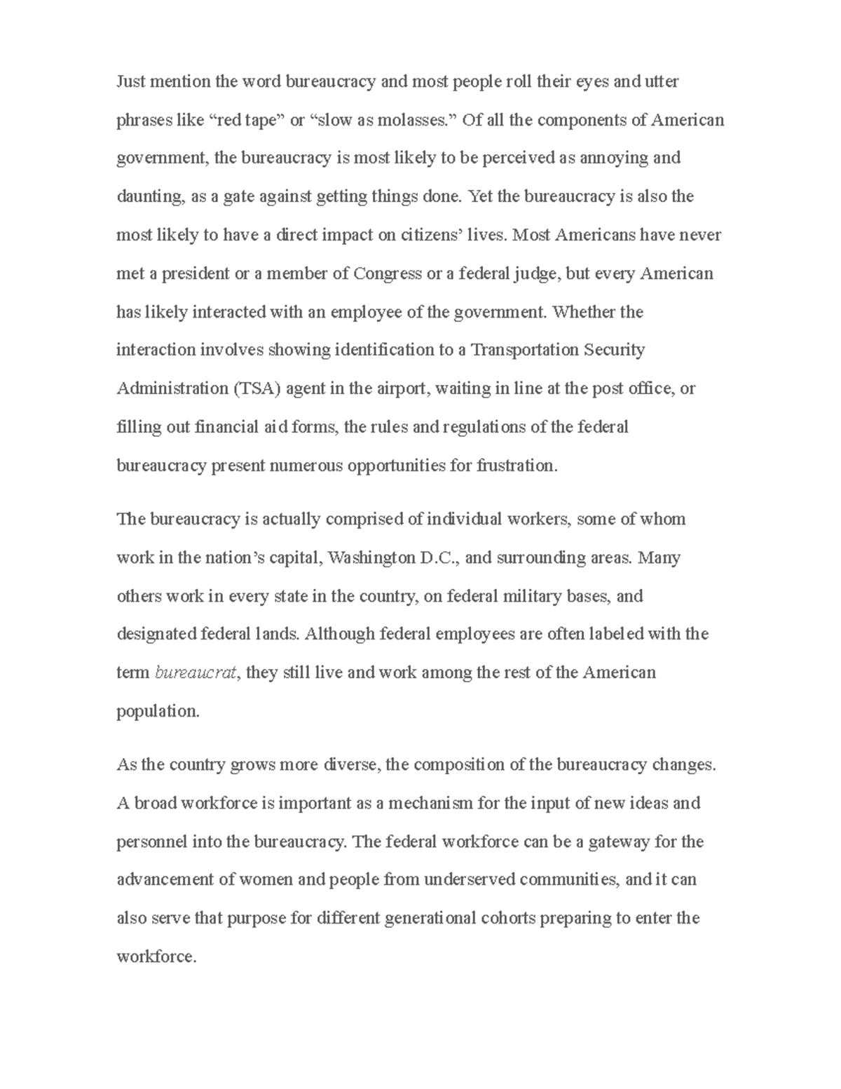 Chapter 14 Notes: The Structure & Function of the American Bureaucracy ...