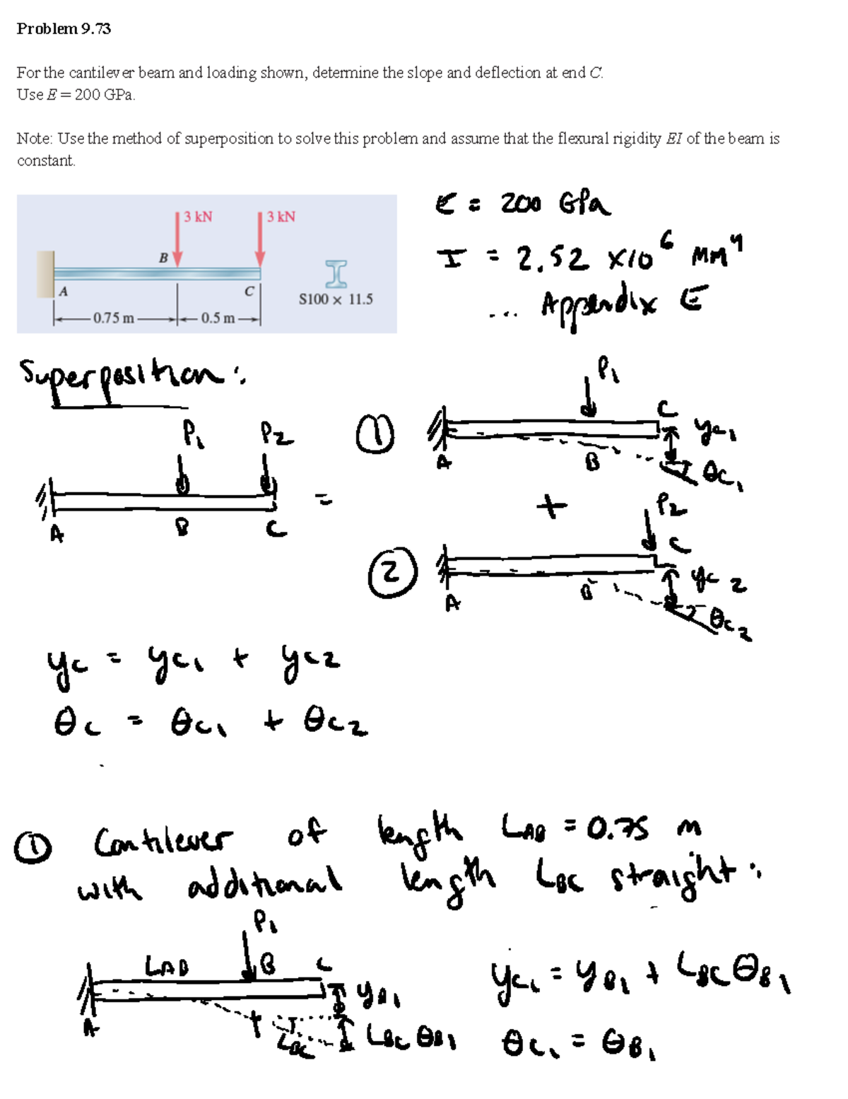 Problem 9 - Problem 9. For the cantilever beam and loading shown, determine the slope and ...