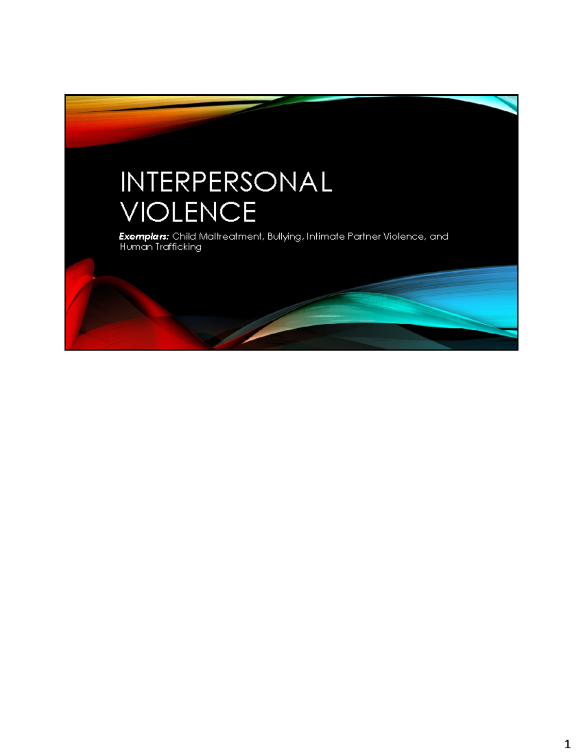 Interpersonal Violence Activity Answer - INTERPERSONAL VIOLENCE ...