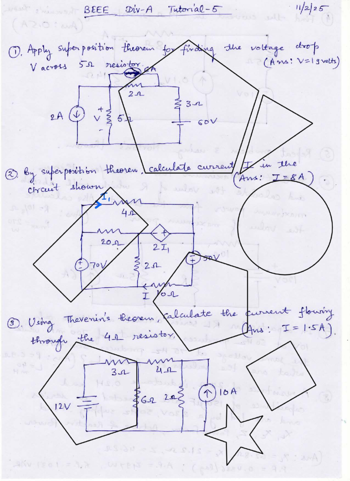 Superposition Theorem Application for Voltage Drop (Tutorial-5) - Studocu