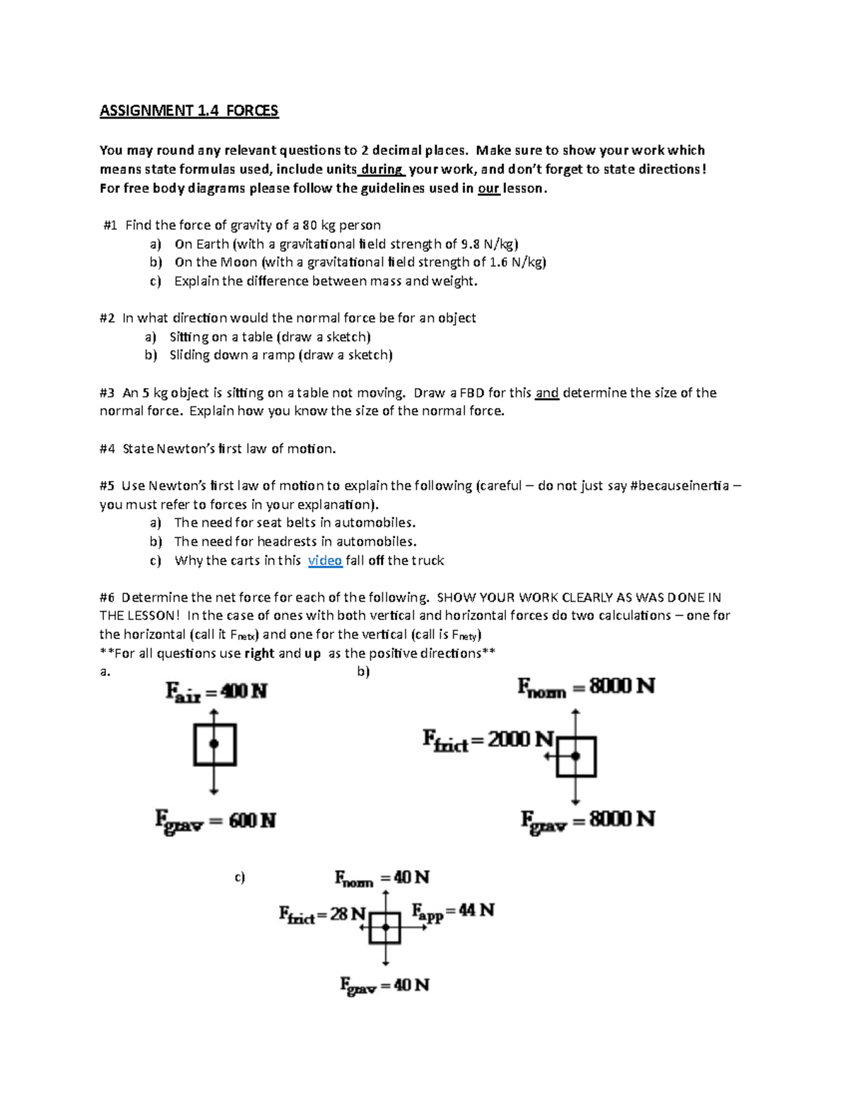 1.4 Assignment: Understanding Forces and Motion Concepts - Studocu