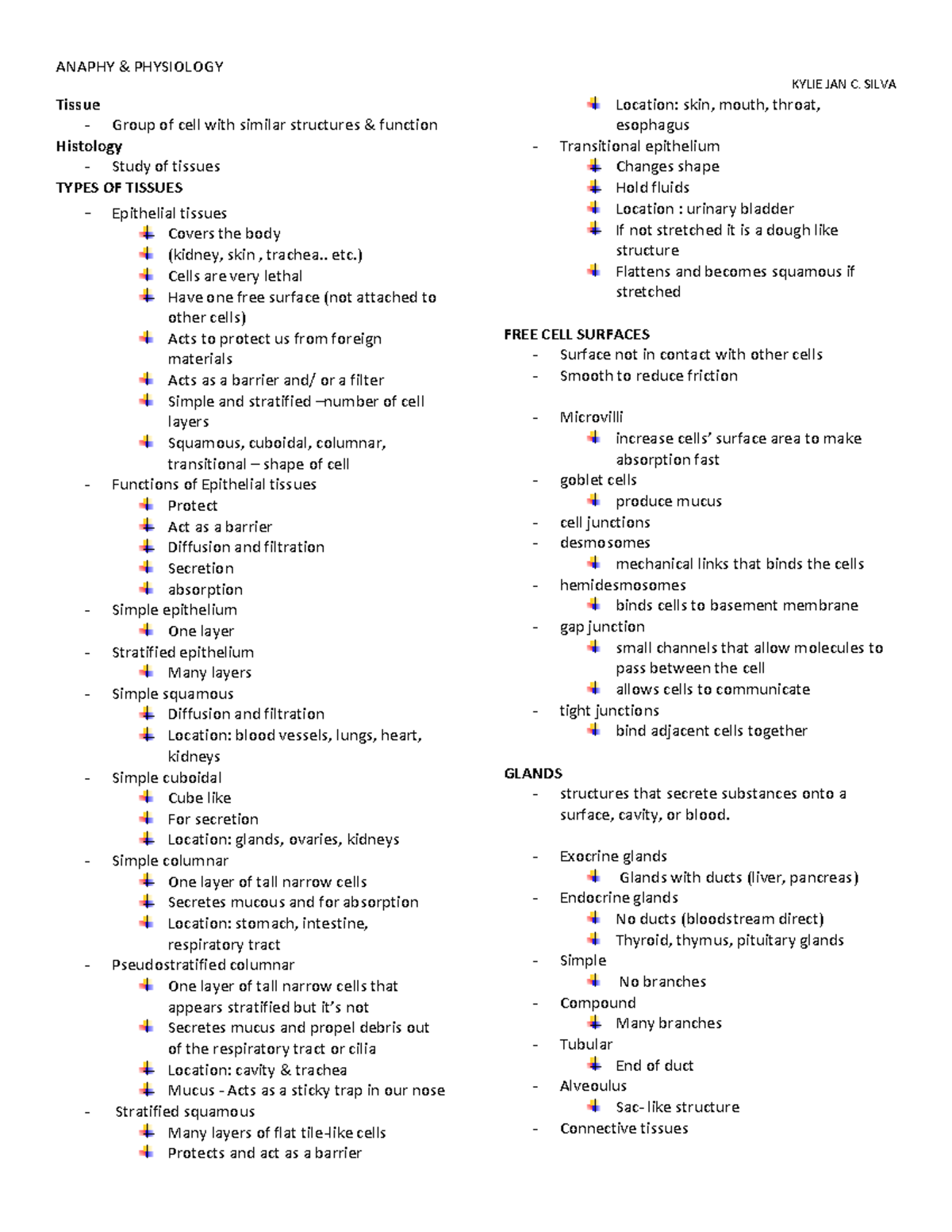 ANAPHY 4: Histology Study of Tissue Types and Functions - Studocu