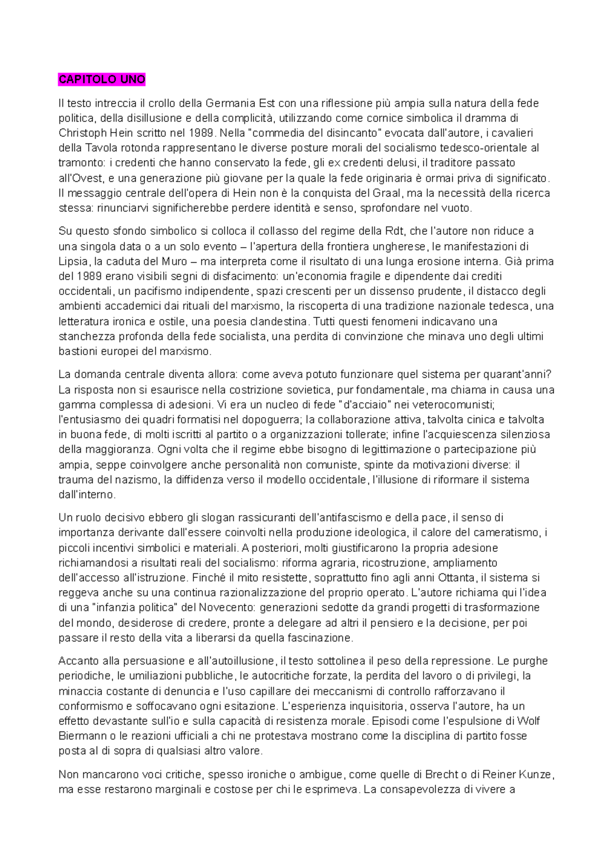 CAPITOLO UNO: Il Crollo della Germania Est e la Fede Politica (CAP.1 ...