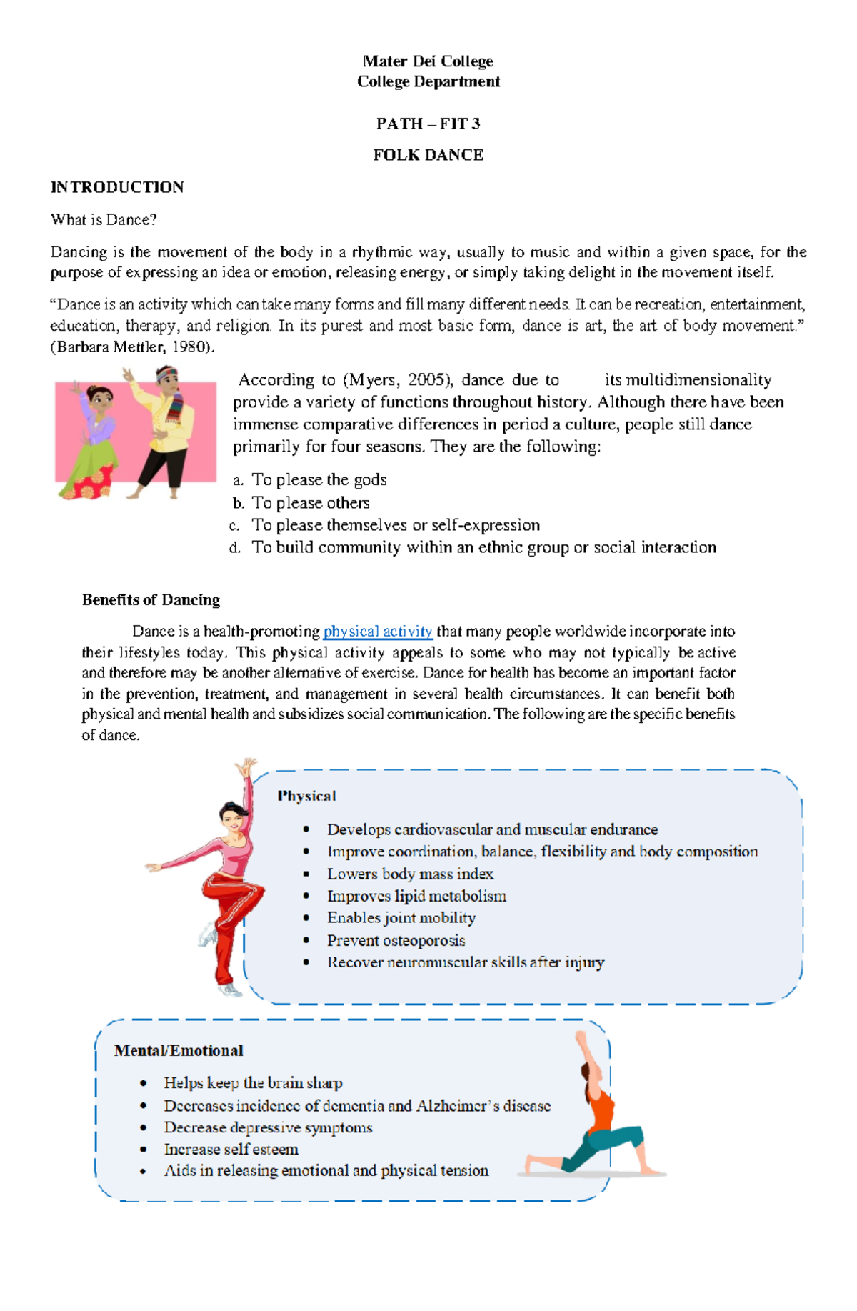 Path-Fit 3: Exploring the Essence of Folk Dance and Its Benefits - Studocu