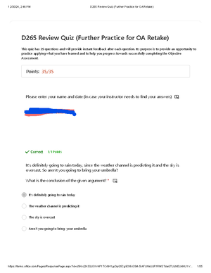 D265 Study Guide - Study and Pacing Guide for D265 Critical Thinking ...