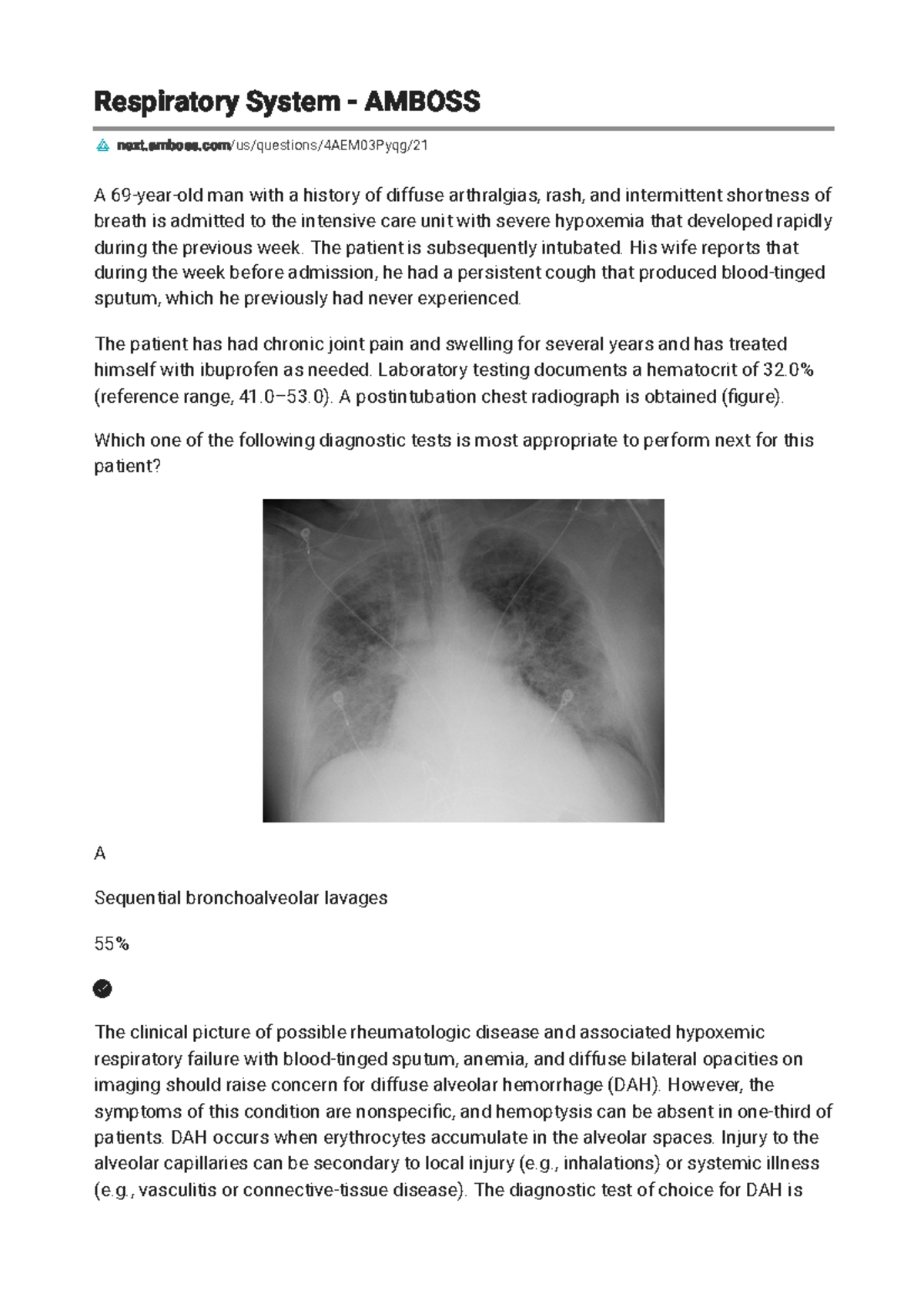 Respiratory System Case Study - AMBOSS Analysis - Studocu