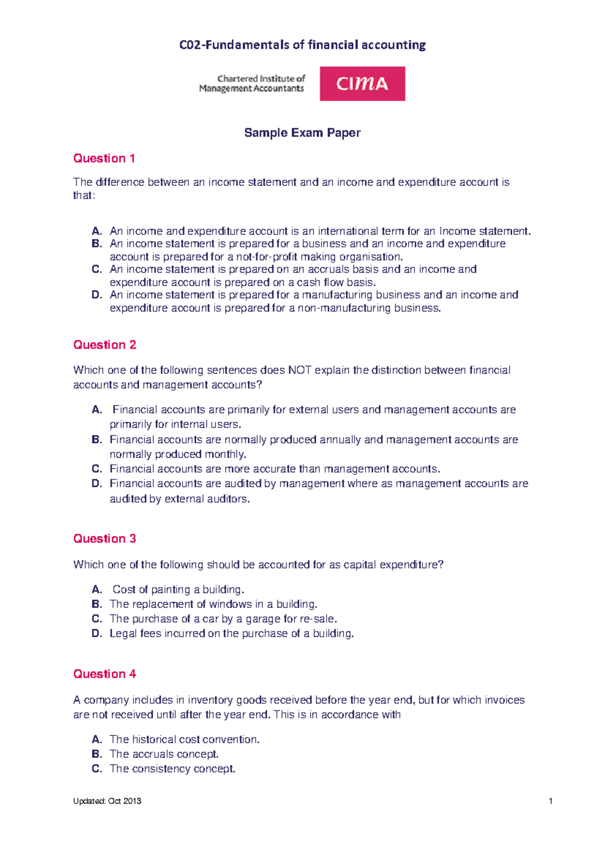 C02 Sample Exam Paper - Key Questions and Answers - Studocu