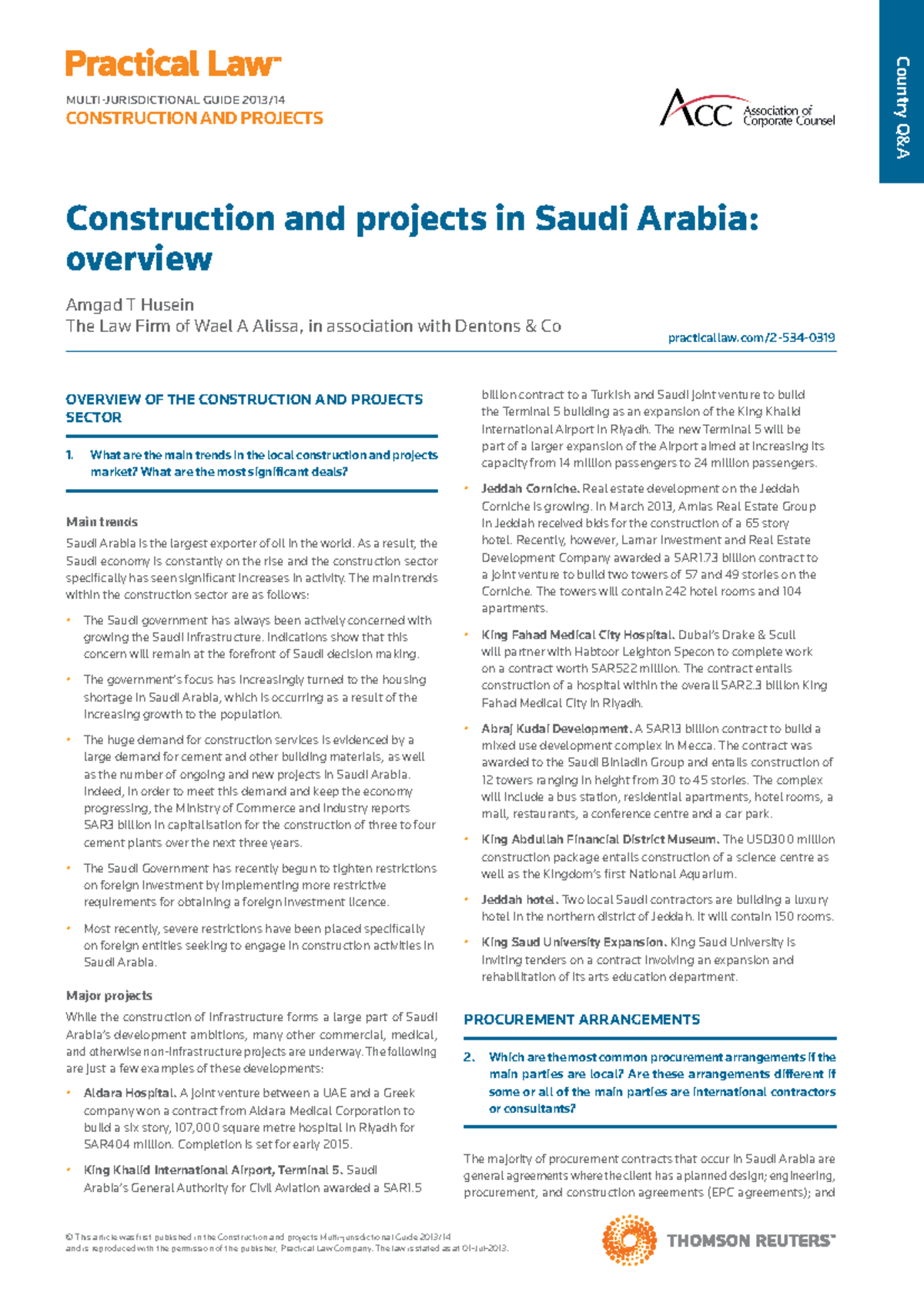 Saudi Arabia Construction & Projects Guide 2013: Trends & Analysis ...