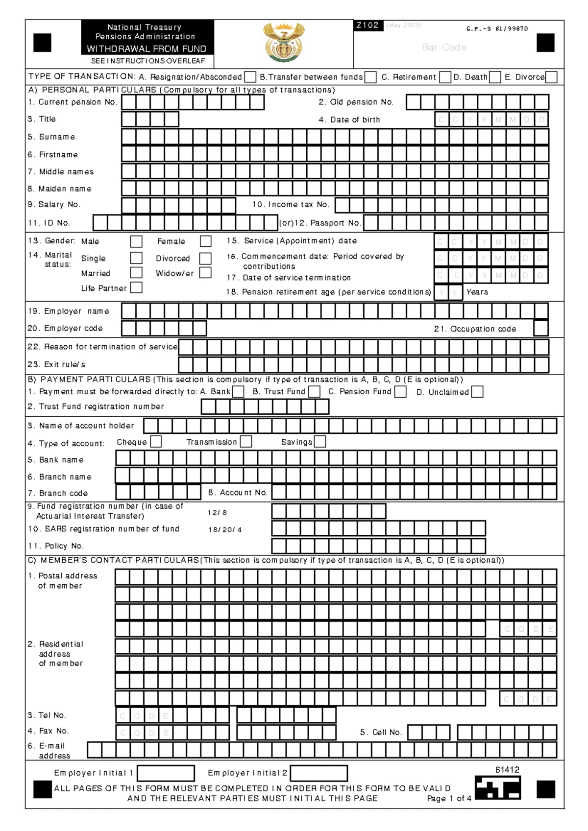 Child Pension Application Form – CHP1 for GEPF Submission - Studocu