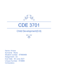CDE3701 - Unisa - Child development - Studocu