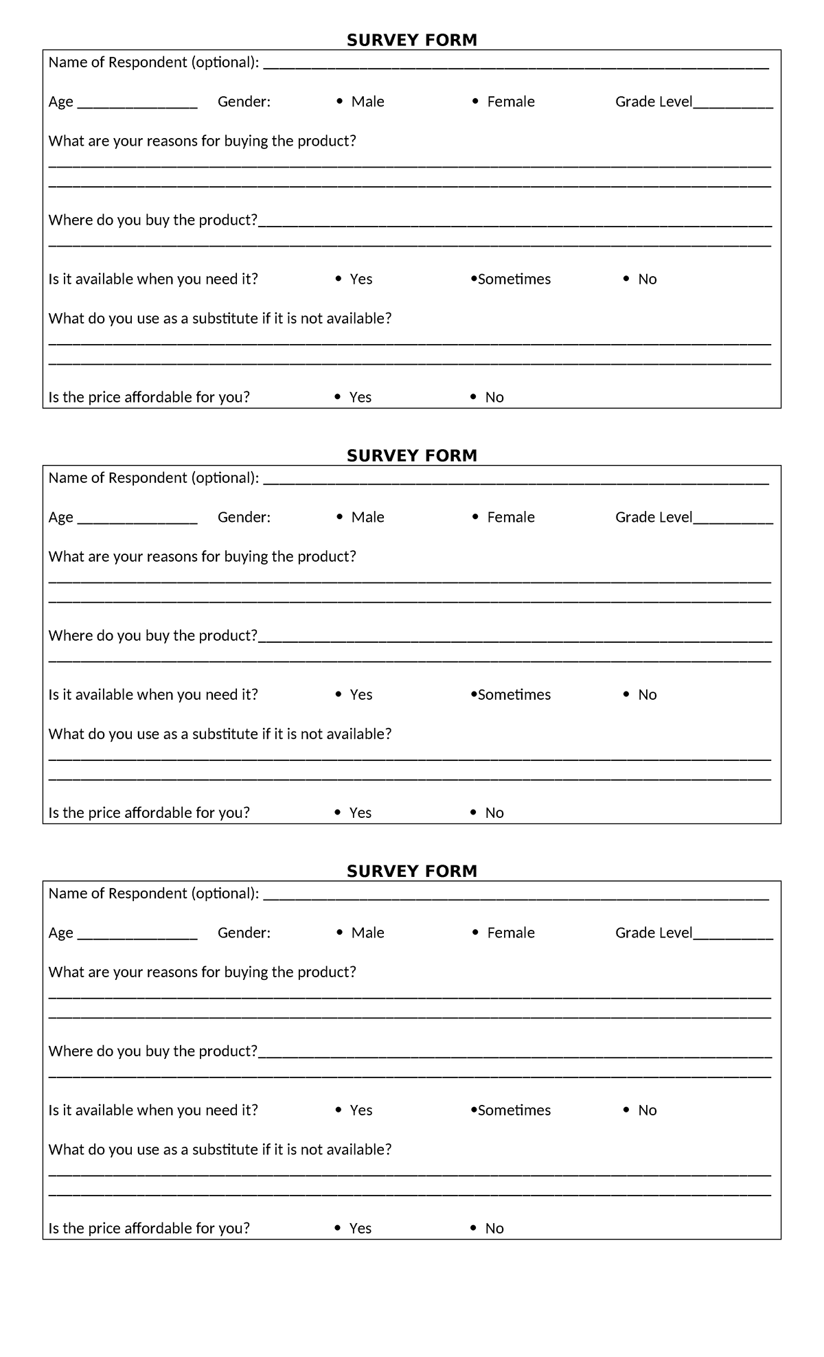 Survey Form for Product Purchase Behavior - Education - Studocu