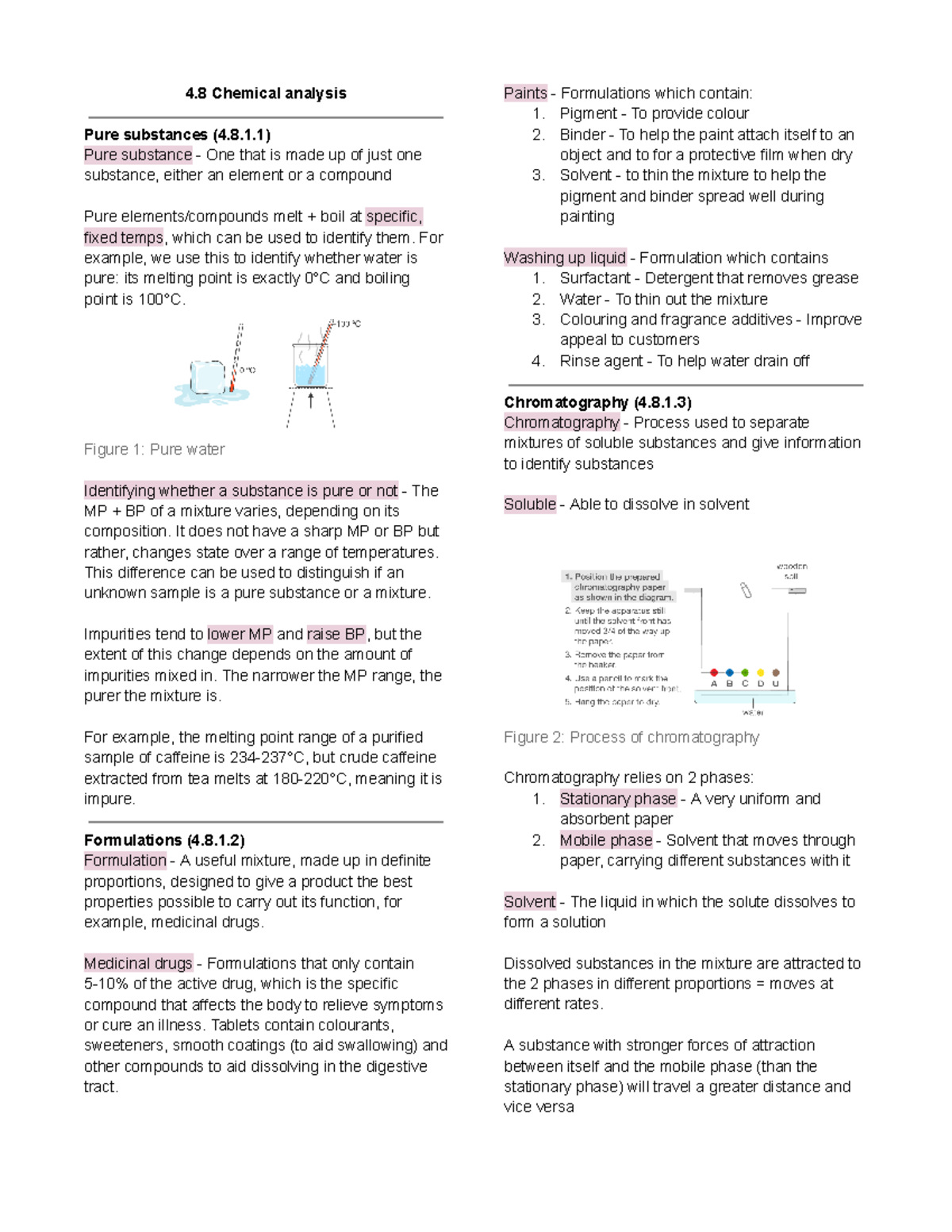 GCSE AQA Chemistry 4.8: Chemical Analysis Study Notes - Studocu