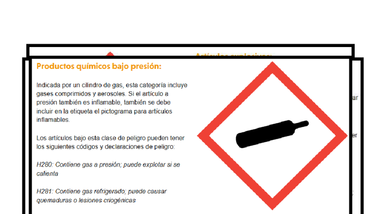 Pictogramas de Peligro en Productos Químicos: H280-H411 - Studocu