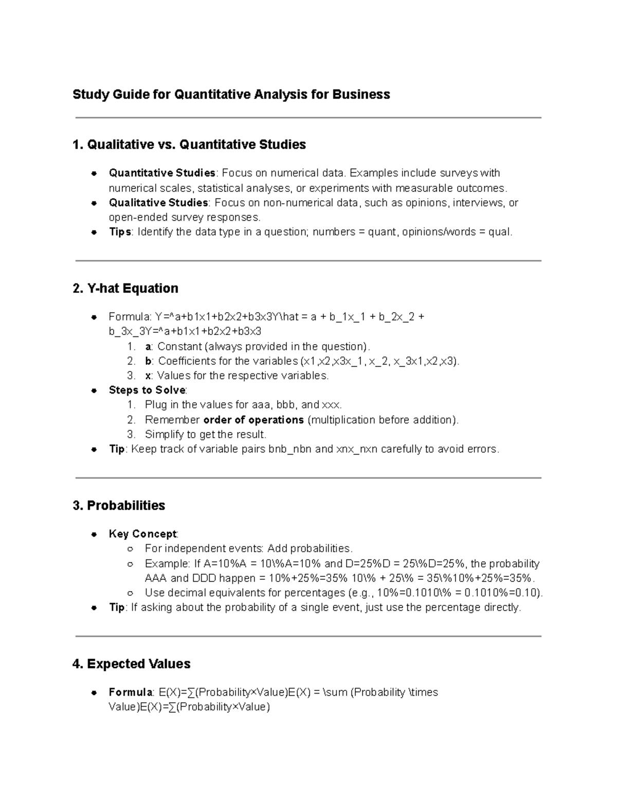 Quantitative Analysis for Business Study Guide - C723 - Studocu