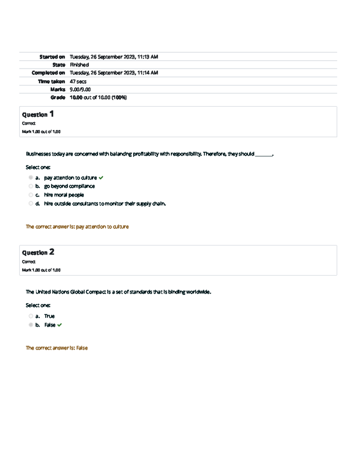PHIL 1404 Self Quiz: Business Ethics and Globalization Insights - Studocu