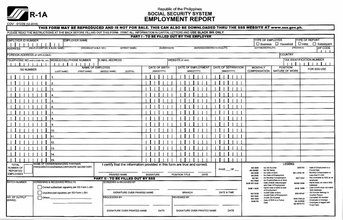 R 1-A FORM (SSS) - SSS - Accountancy - Studocu