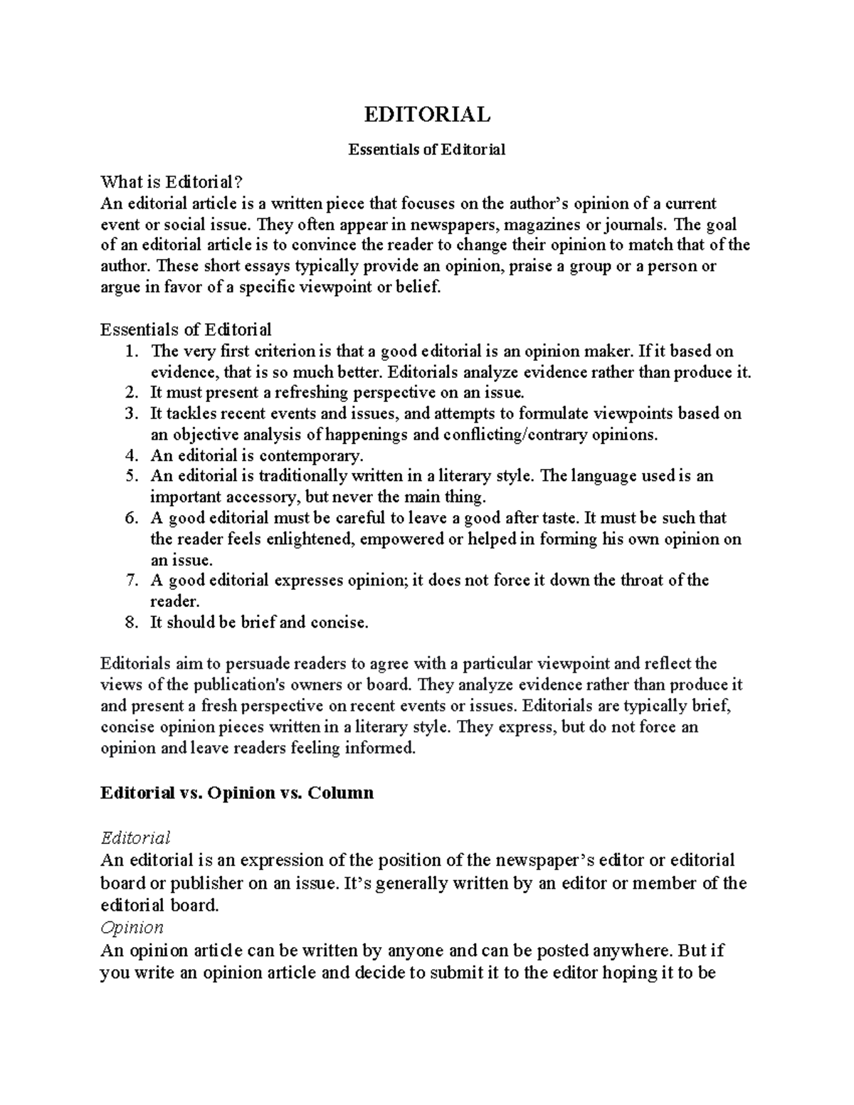 "Compilation of Editorial Techniques and Essentials - Campus Journ ...