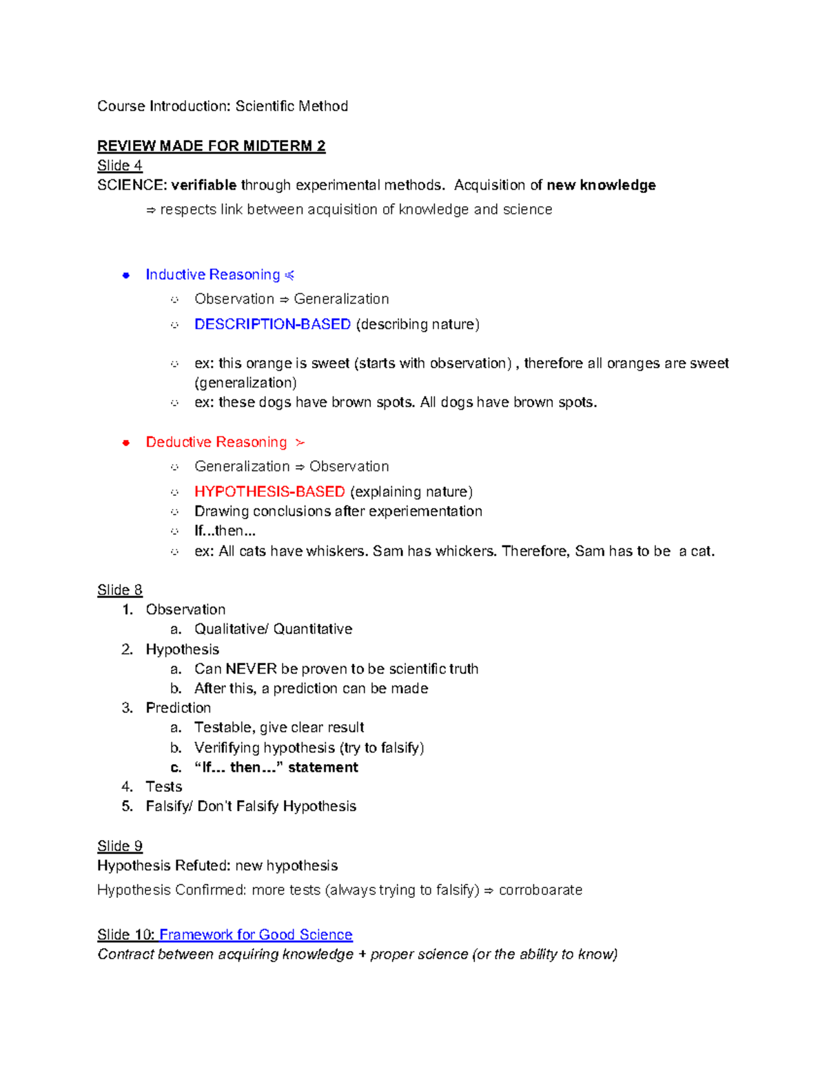 BIOL 1020 - Exam Review - Course Introduction: Scientific Method REVIEW ...
